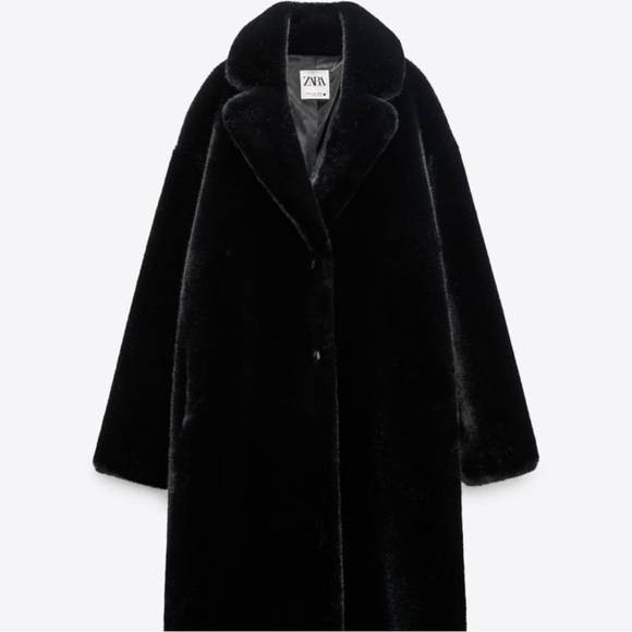 Zara | Jackets & Coats | Zara Black Long Faux Fur Coat | Poshmark